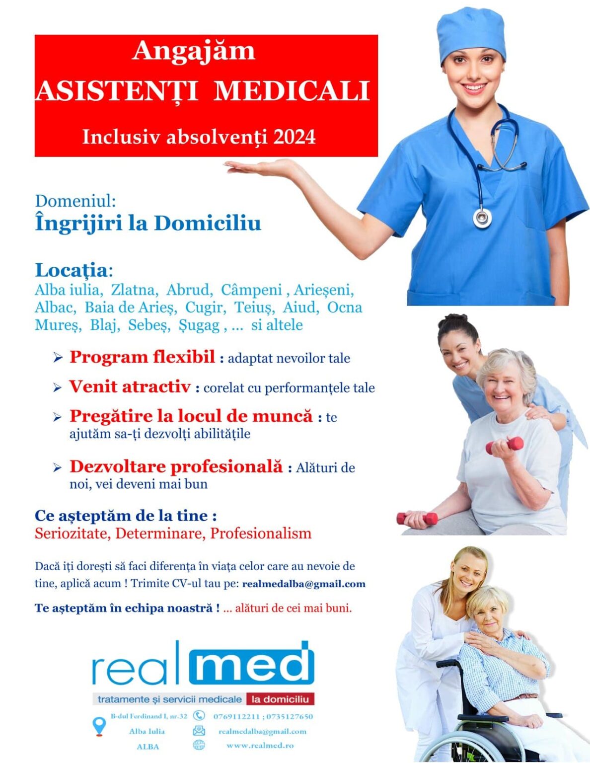 Angajăm ASISTENȚI MEDICALI • OAMGMAMR Filiala ALBA